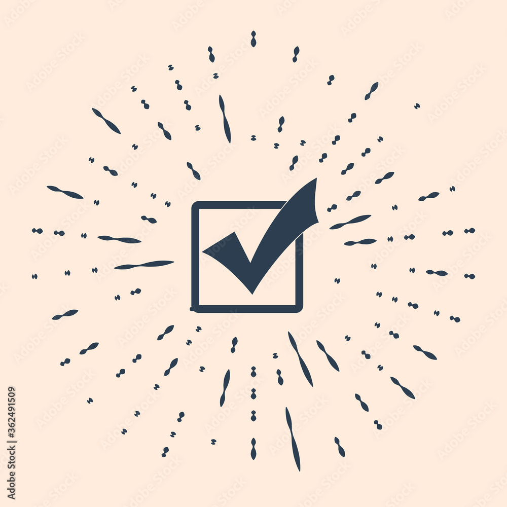 Black Check mark in a box icon isolated on beige background. Tick symbol. Check list button sign ...