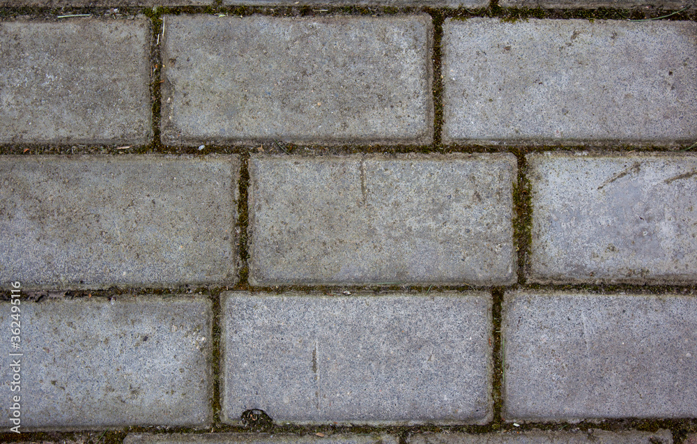 Simple rectangular paving slabs. Gray paving tiles details close-up ...