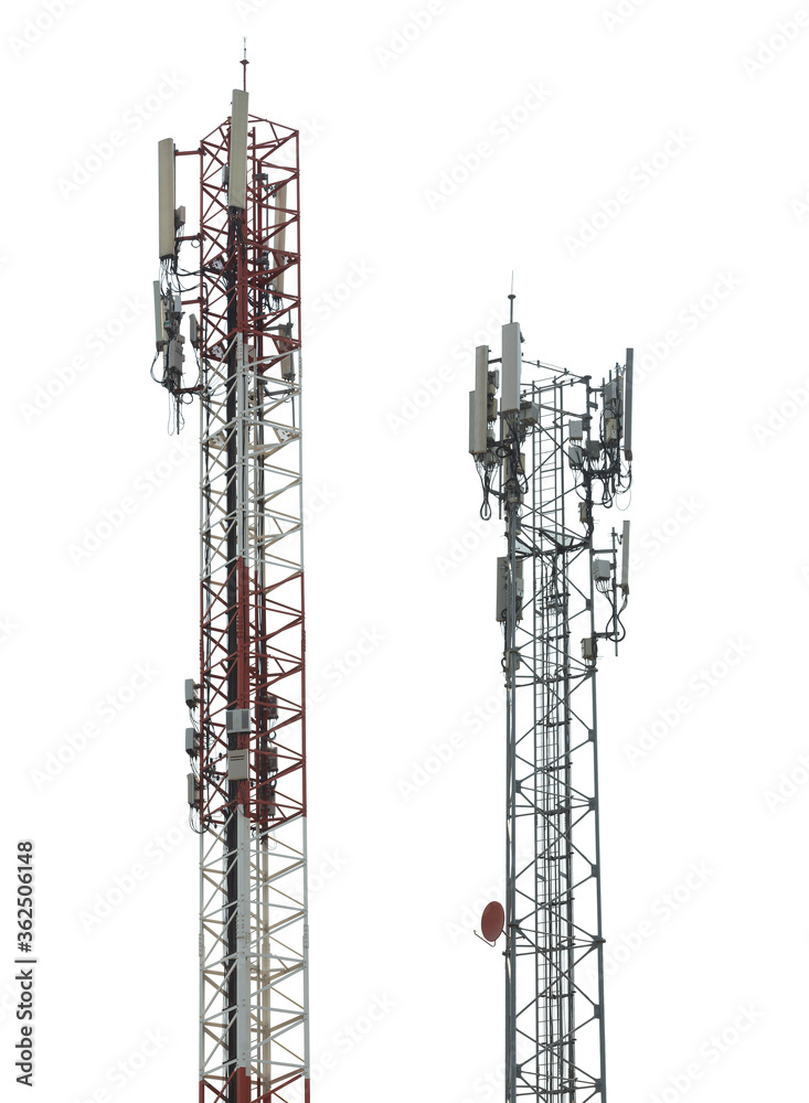 Signal tower for communication industrial isolated on white background ...