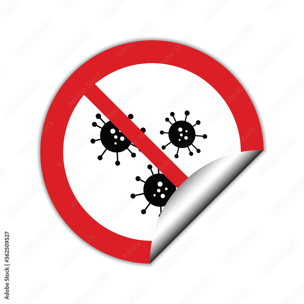 No germ icon prohibited sign. No viruses icon. No bacteria sign ...