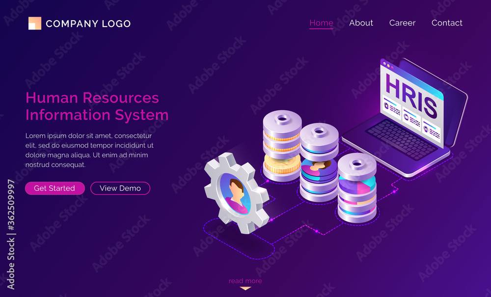 Hris isometric landing page. Human resources information system, IT and ...