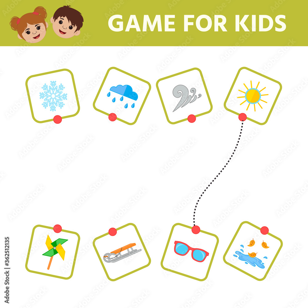 Educational worksheet for children. Game for Kids. Find matching item ...
