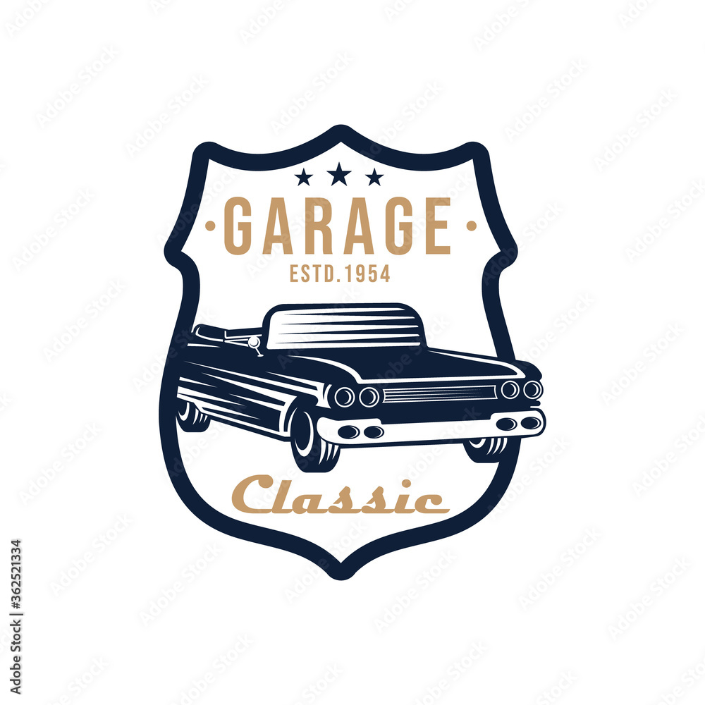 Vetor de Classic Car Logo badge and emblem Vector Illustration. Vintage ...