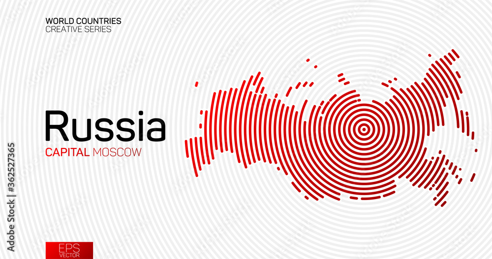 Abstract map of Russia with red circle lines Stock Vector | Adobe Stock