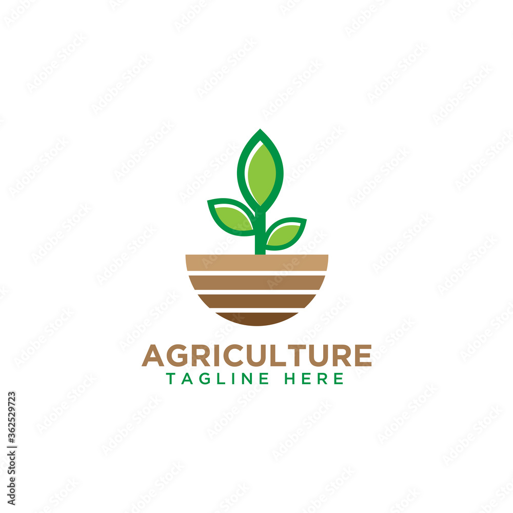 leaf and soil logo design farm agriculture template Stock Vector ...