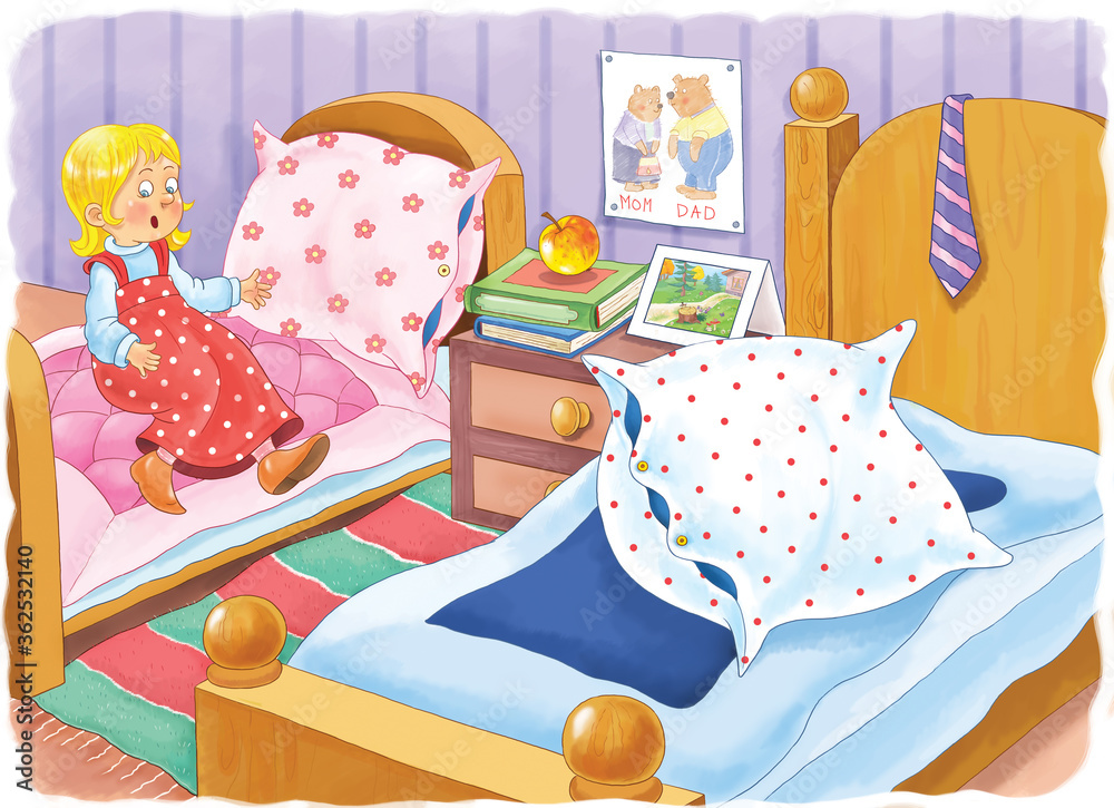 Goldilocks and the three bears. Fairy tale. One picture from series ...