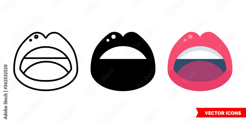 Sexy lips icon of 3 types. Isolated vector sign symbol. Stock Vector ...
