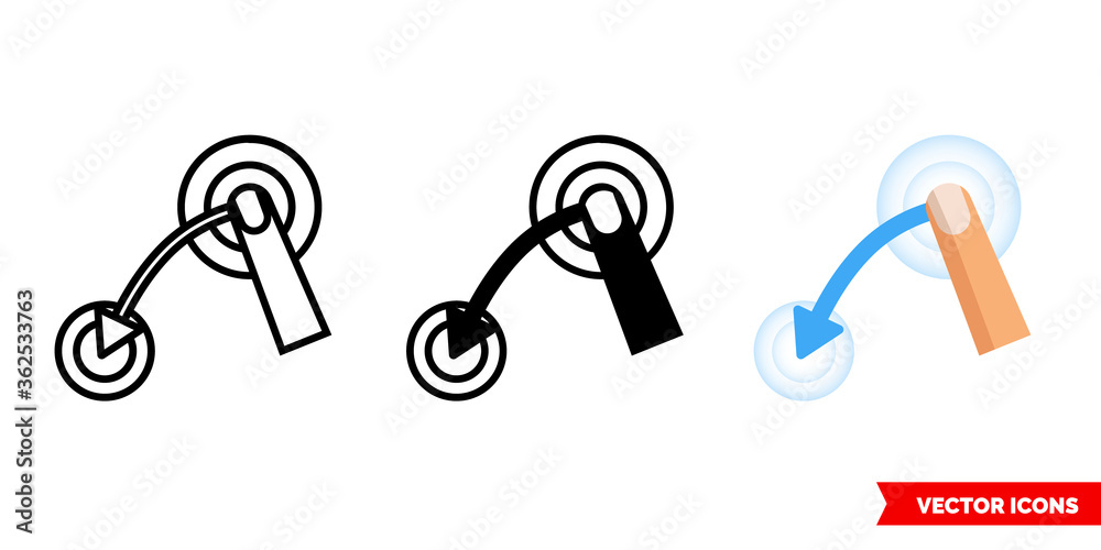 Swipe gesture icon of 3 types. Isolated vector sign symbol. Stock ...