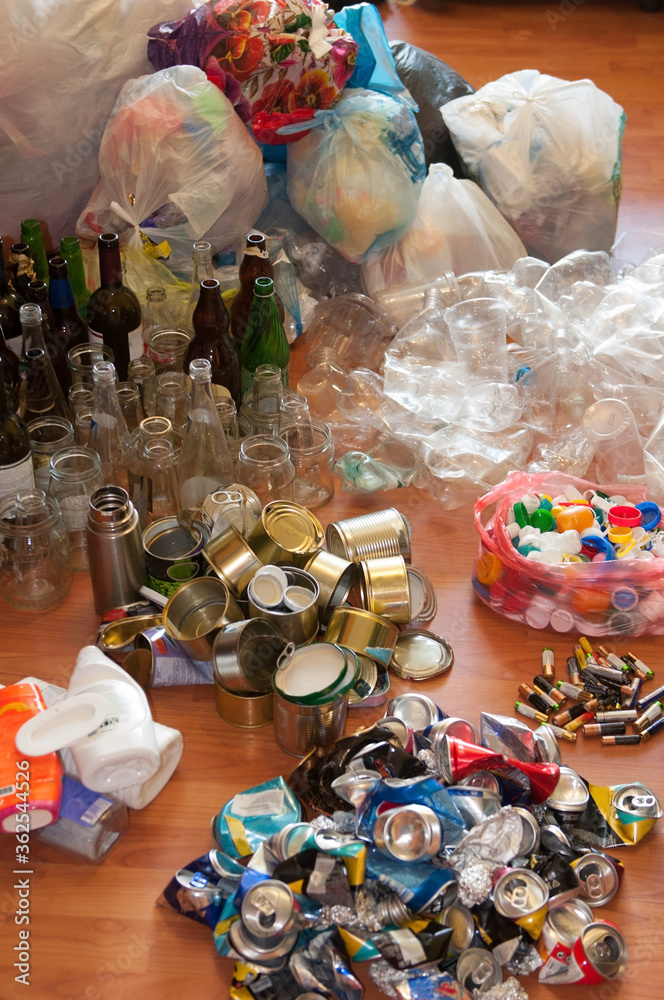 Waste sorting at home. Separate collection of household garbage ...