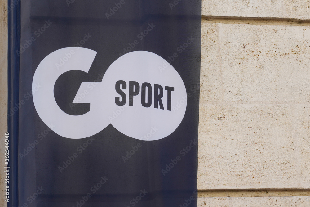 Go Sport sign logo on flag store sporty Company signboard shop Stock ...