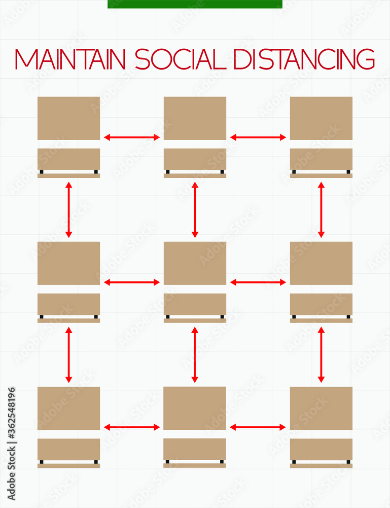 Maintain Social Distancing In The Classroom Stock Vector | Adobe Stock