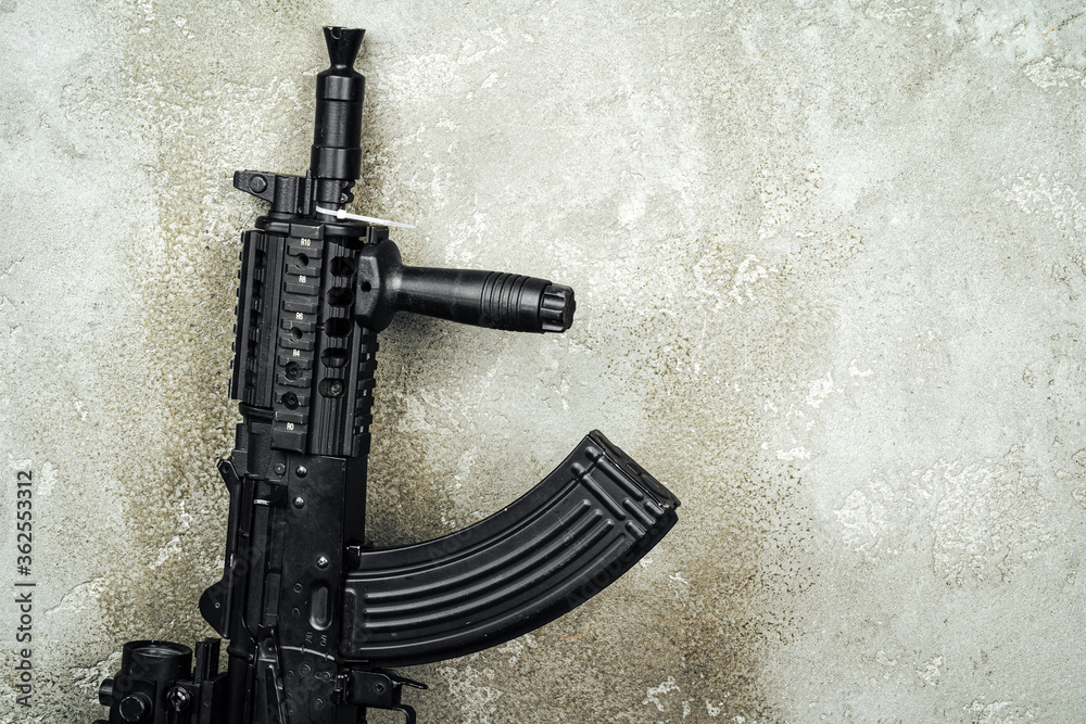 Russian automatic rifle Ak-47 close up, military weapon Stock Photo ...
