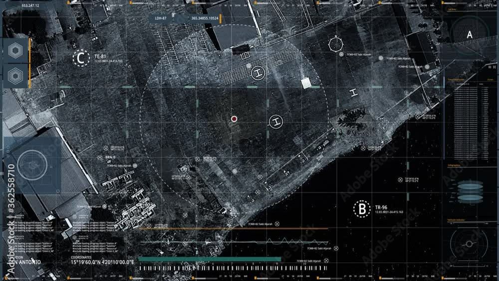Satellite View Spy Modern Technology, Device, Detection, Radar, Zoom in ...