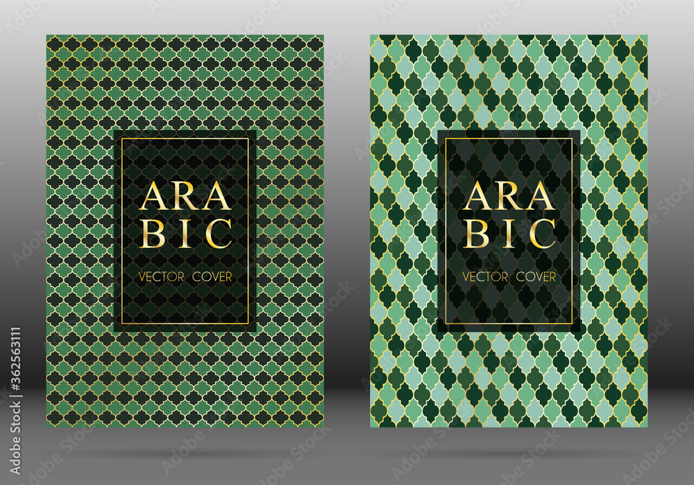 Muslim pattern vector cover page layout design collection in arabic ...