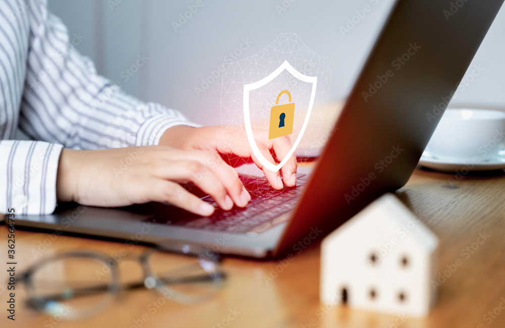 Laptop Computer with Data protection, Cyber security, information ...