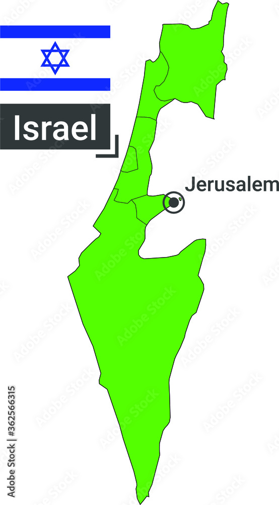 Map of Israel with regions and flag Stock Vector | Adobe Stock