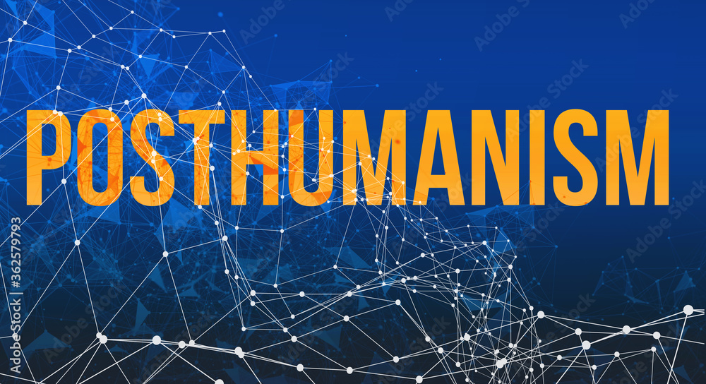 Posthumanism theme with abstract network lines and patterns Stock Photo ...