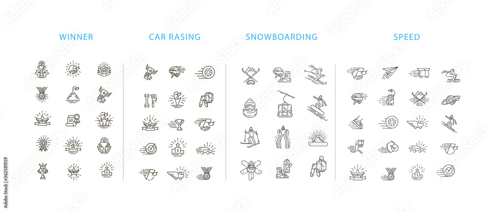 Vector icon and logo winner and champion, speed motion and winter ...