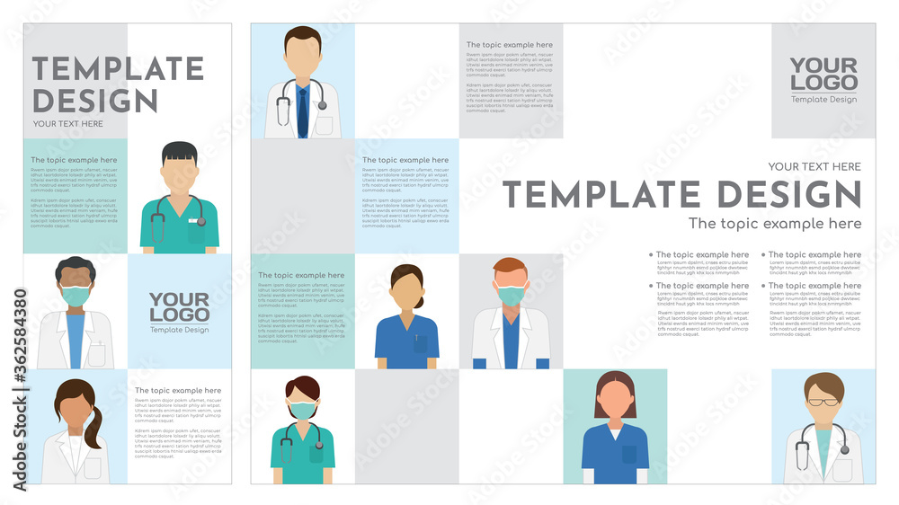 Group of medical staff in uniform template design, doctor and nurse ...