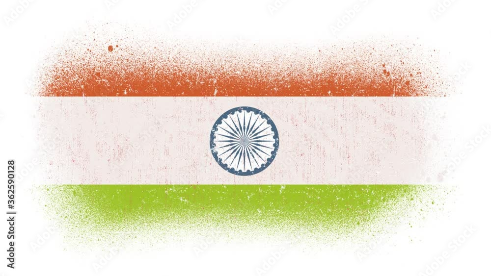 India Flag Reveal With Paint Brush Splatter Mask/ 4k animation of a ...