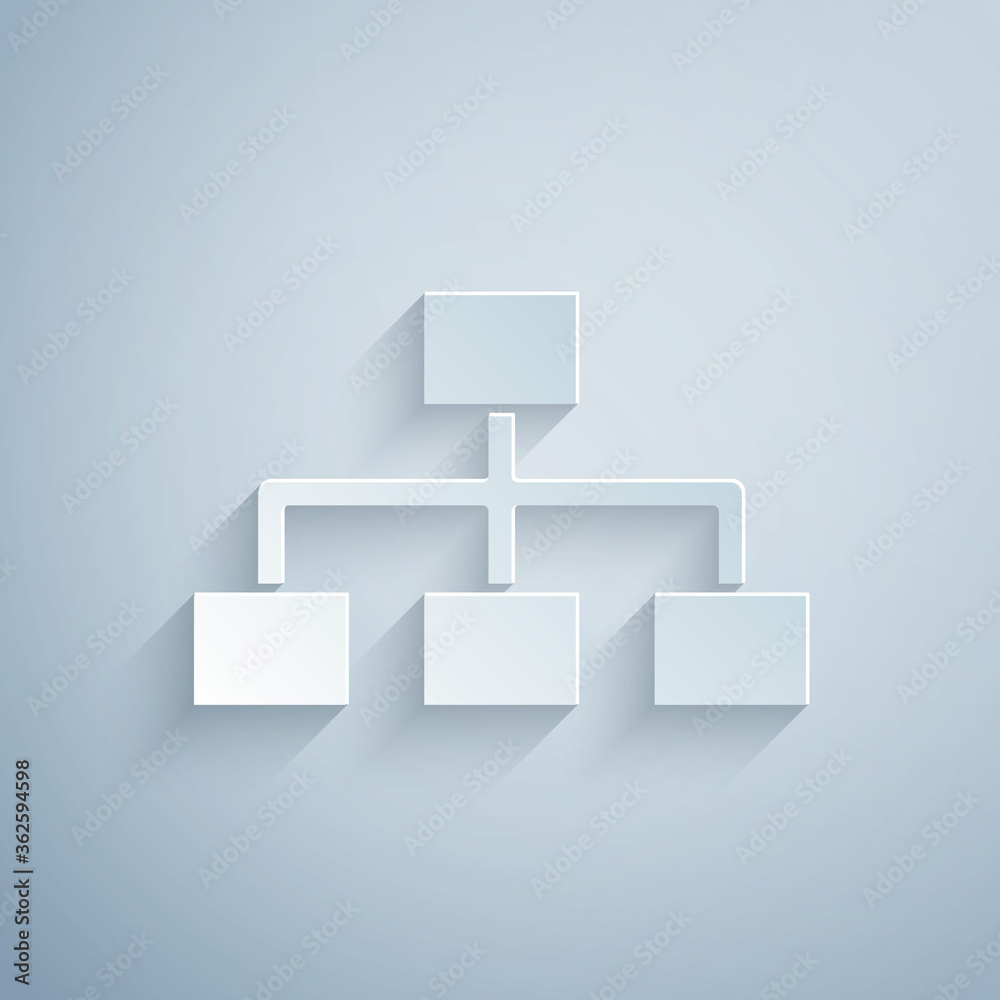 Paper cut Business hierarchy organogram chart infographics icon ...
