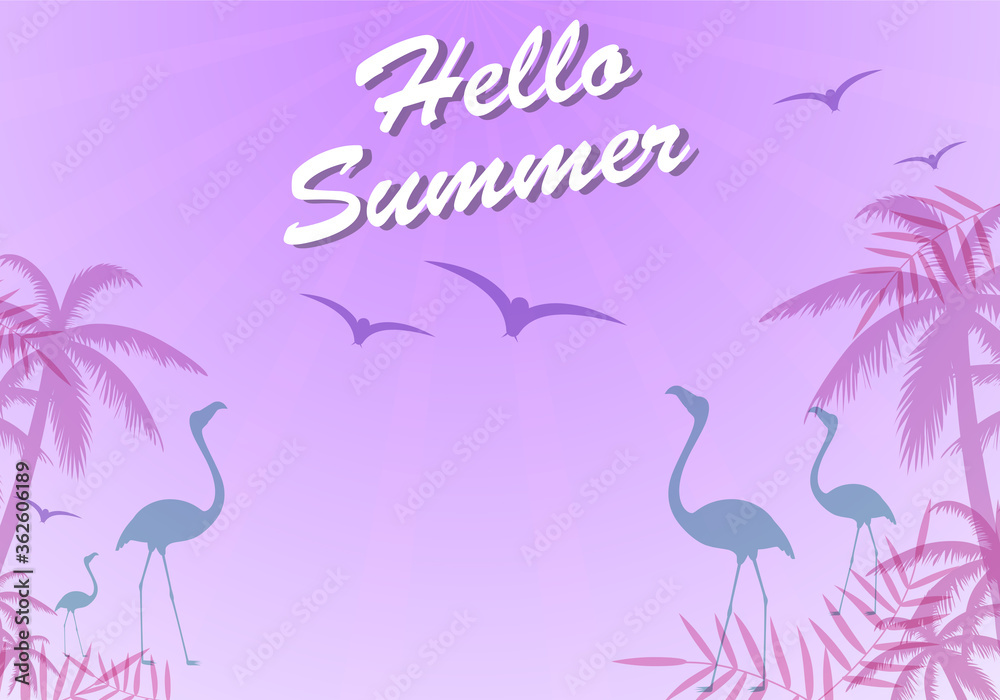 Hello summer poster. Abstract gradient background, vector. Modern hello ...