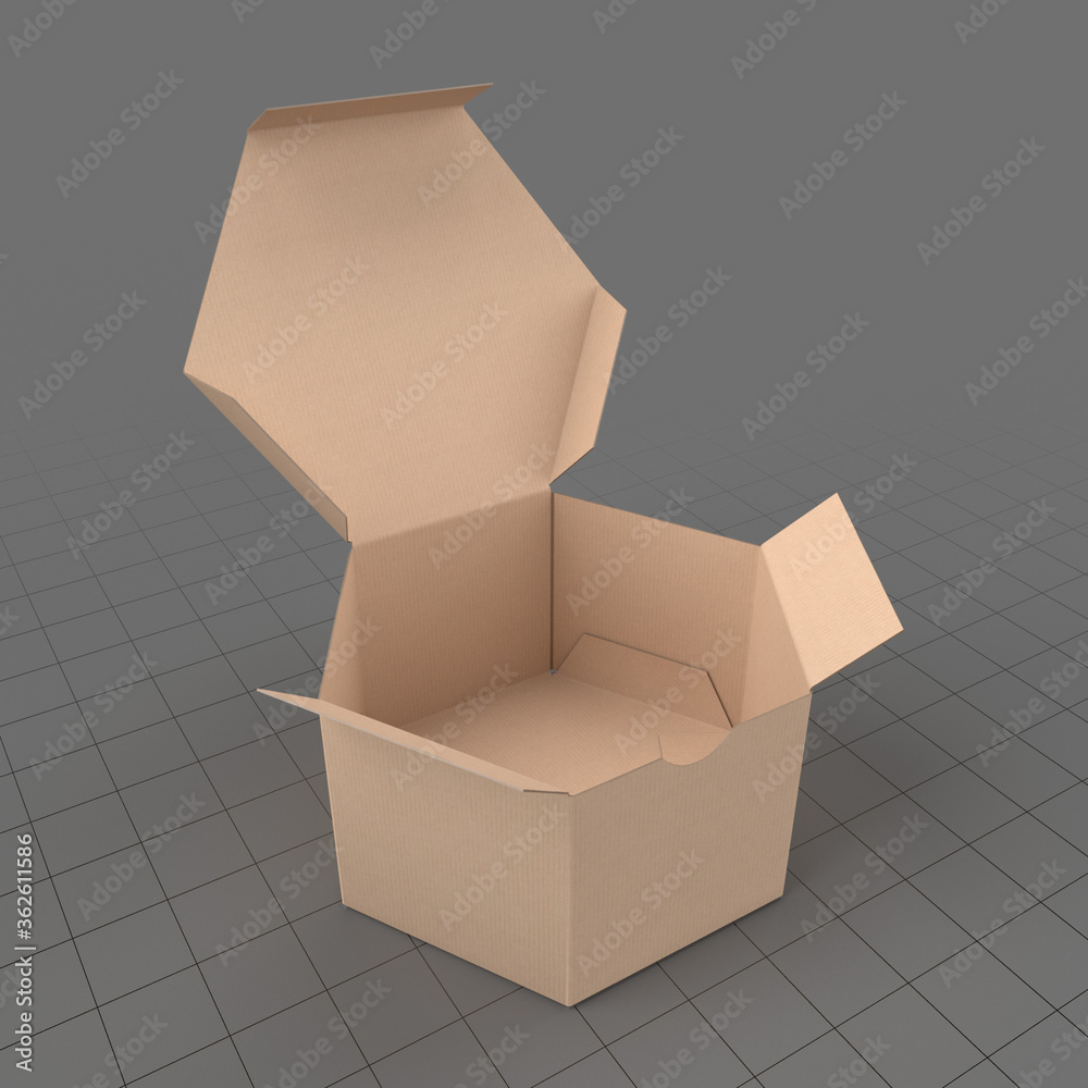 Open hexagonal paper box 2 Stock 3D asset | Adobe Stock