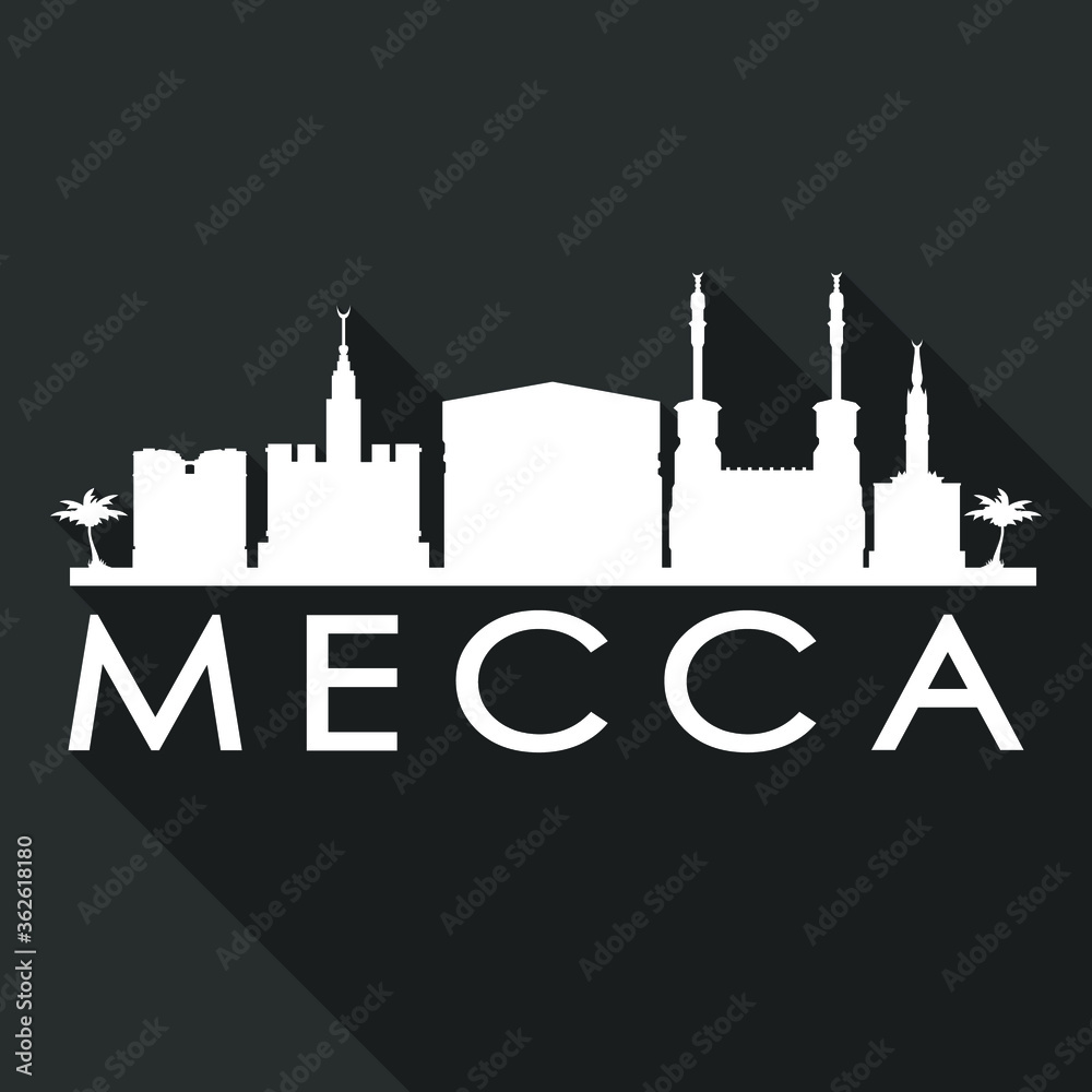 Vetor de Mecca Flat Icon Skyline Silhouette Design City Vector Art ...