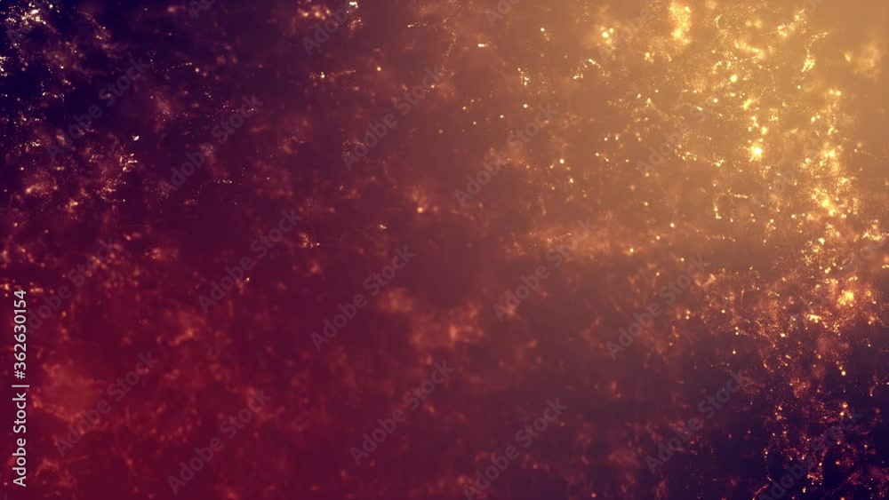 3D render animation of Gold sparkling effevescent bubble pearls. Abstract motion design ...