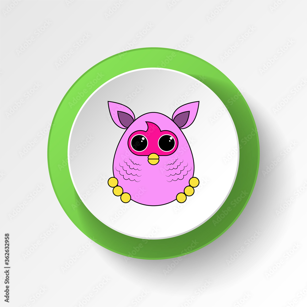 cartoon furby toy colored button icon. Signs and symbols can be used ...