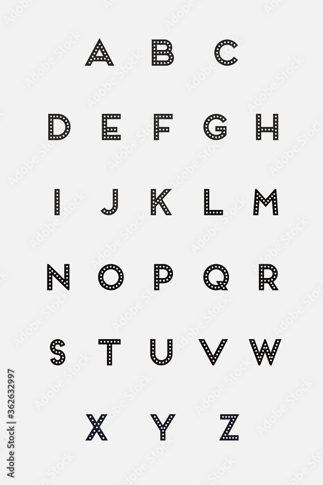 Vector black and white alphabet on a light background Stock Vector ...