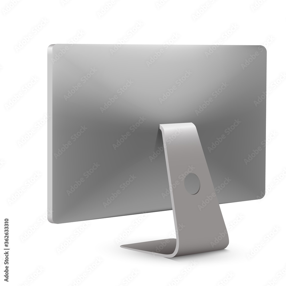Vector illustration of modern desktop computer monitor back view Stock ...