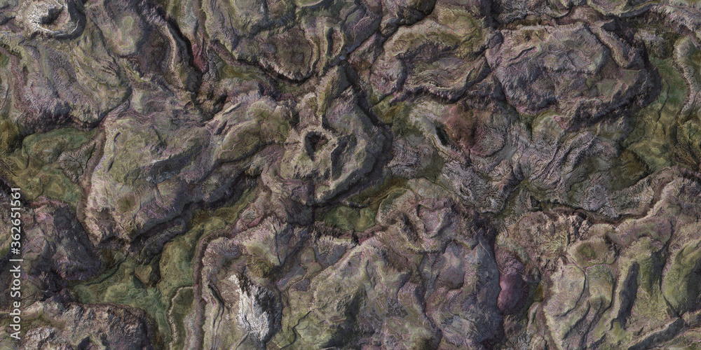 Rock hills field landform from above view backdrop. Landscape ...