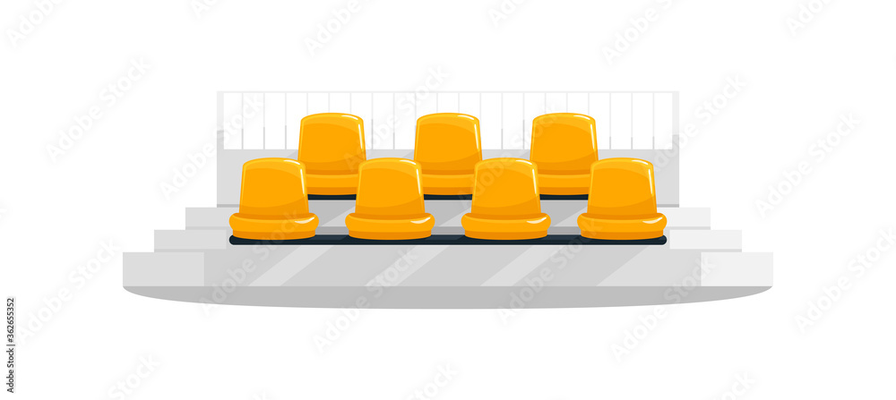 Yellow stadium seats semi flat RGB color vector illustration. Football ...