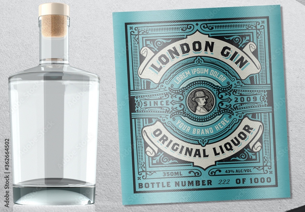 Vintage Gin Label Packaging Layout Stock Template | Adobe Stock