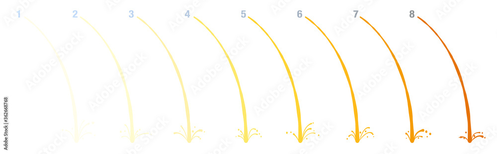 Urine stream samples. Yellow gradation chart from clear to amber ...