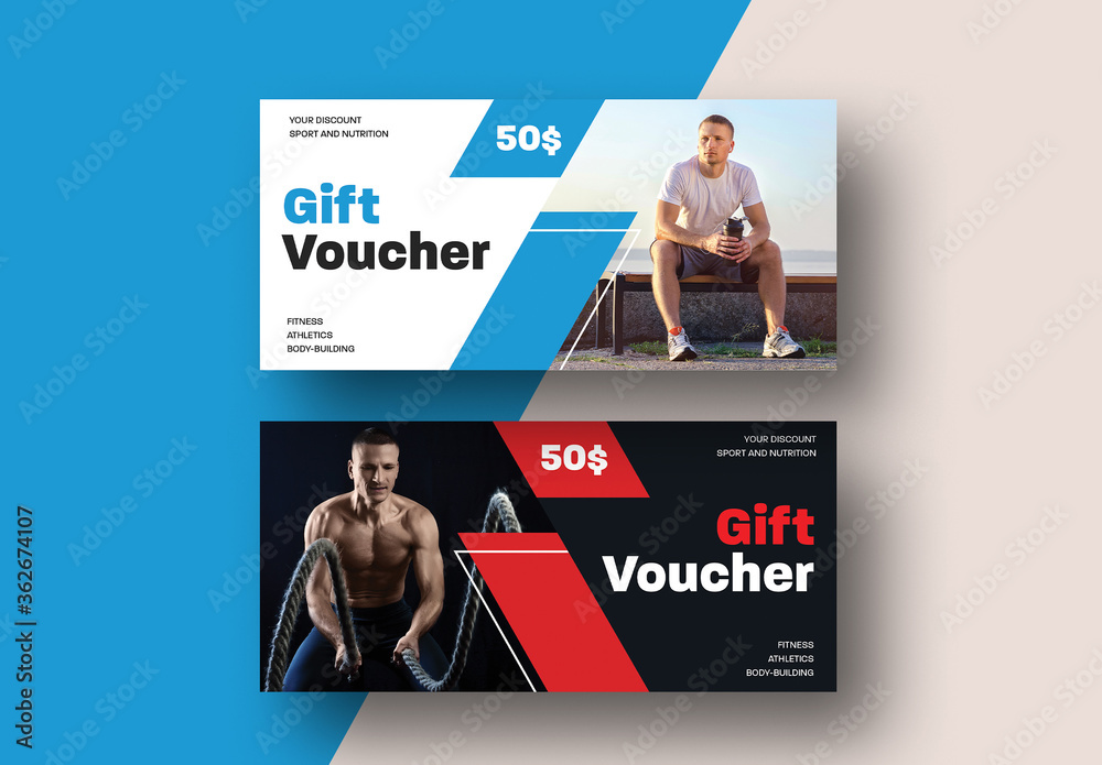 Modern Gift Voucher Layout with Diagonal Line Elements Stock Template ...