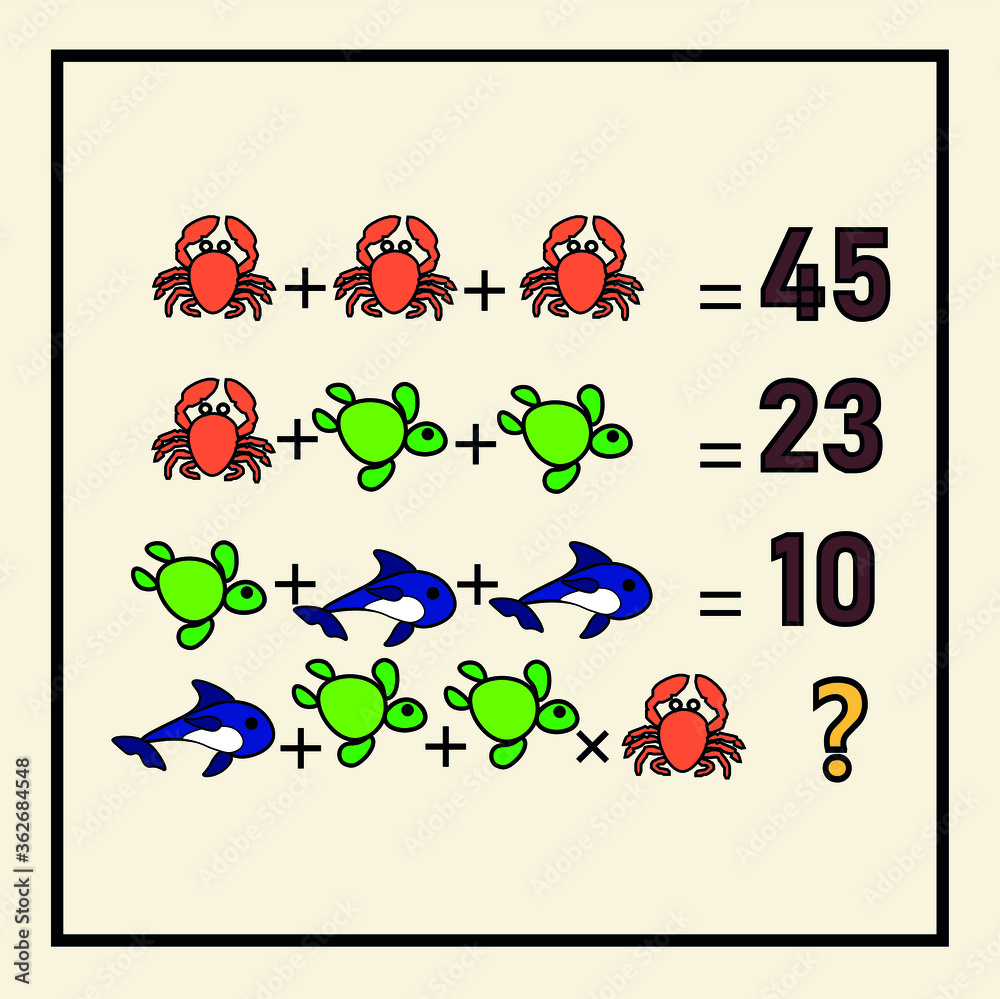 Mathematical riddle. Children funny riddle entertainment. Sheet right ...