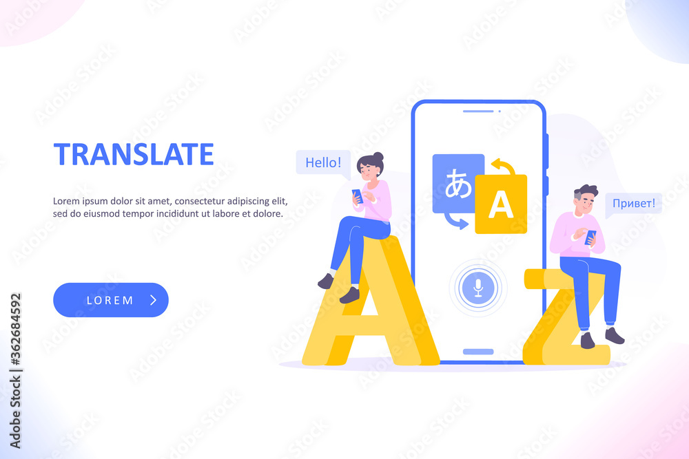 Online multi language translator app concept. Multilingual ...