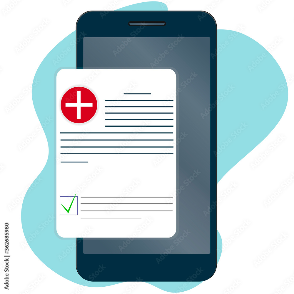 Vektorová grafika „Medical form, check list history on the phone. View ...