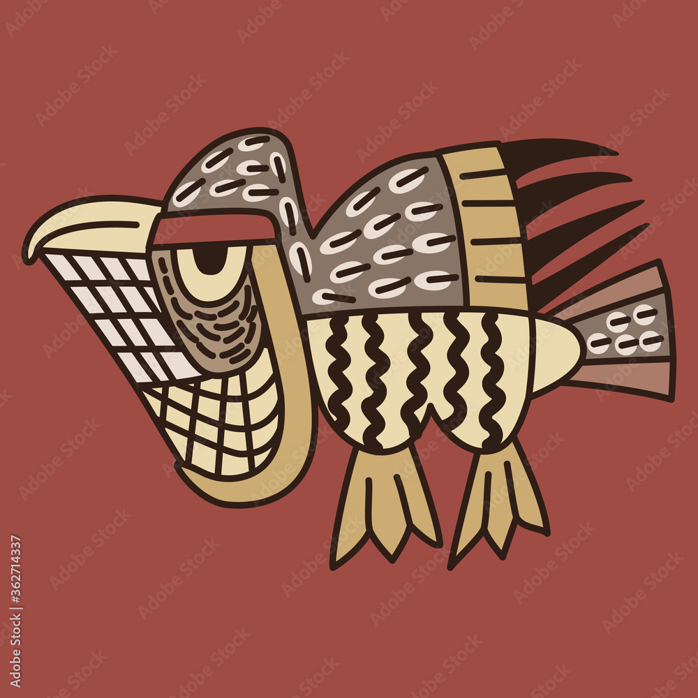 Vecteur Stock Stylized angry bird. Native American art of ancient Peru ...