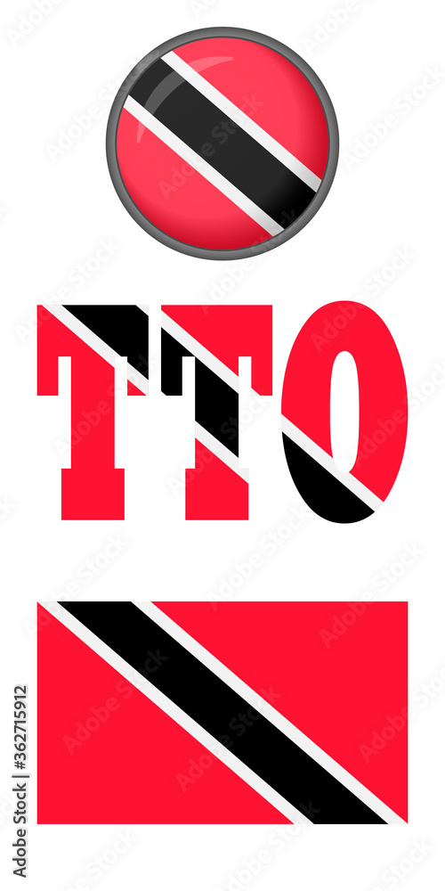 Icons of the flag of Trinidad and Tobago on a white background. Vector ...