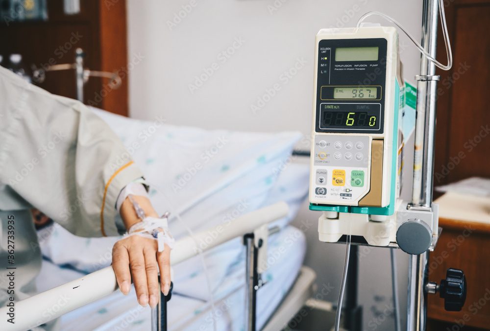 An infusion pump use in hospital. An infusion pump is a medical device ...