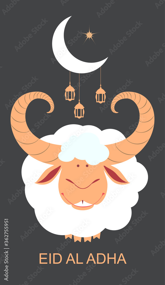 Eid al Adha template greeting card Feast of Sacrifice. Sacrificial ...