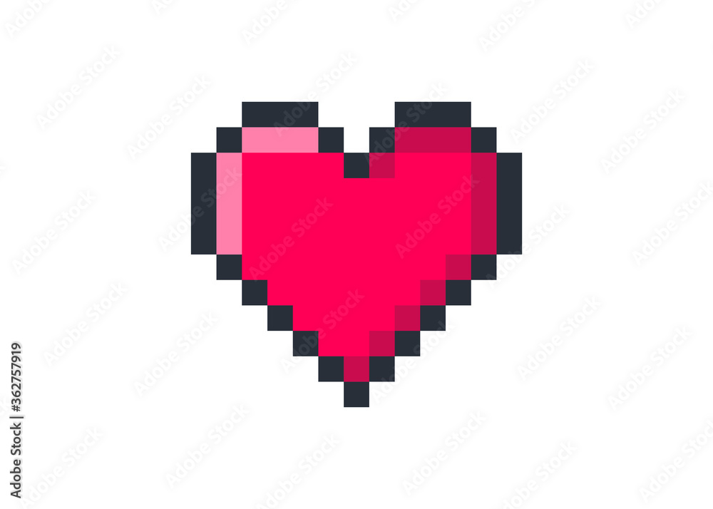 Pixel art heart. love and valentine. Pixel game life bar. Vector art 8 ...