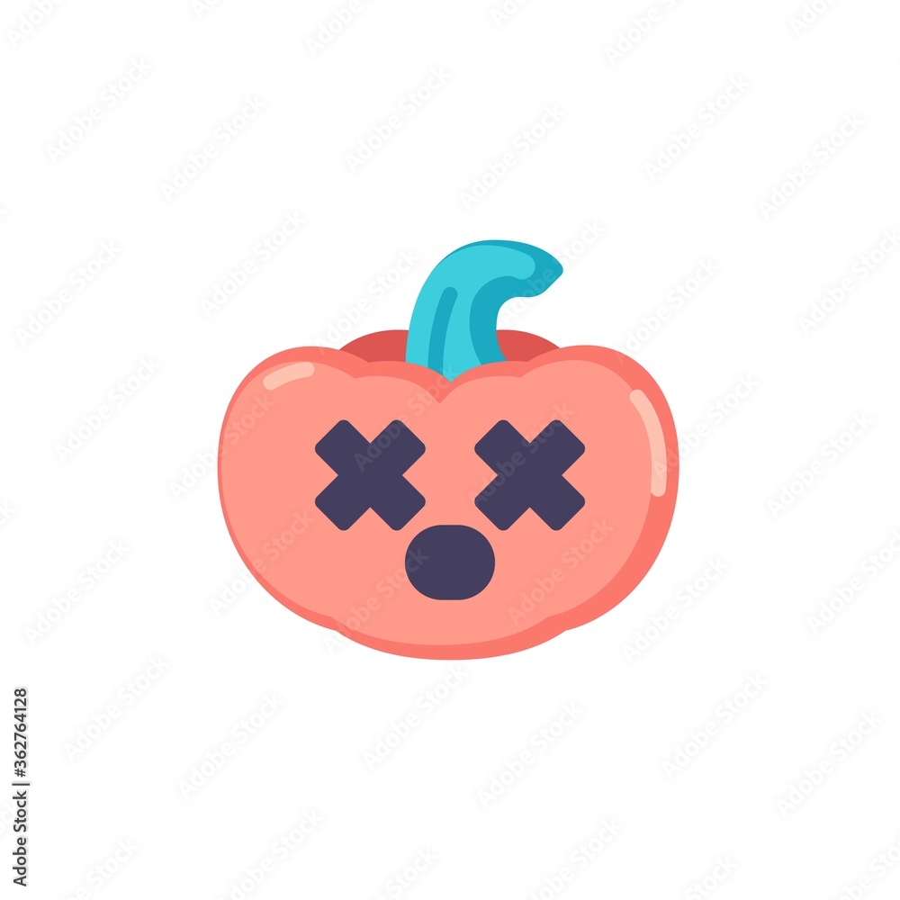Dizzy pumpkin face emoji flat icon, vector sign, Pumpkin emoticon with ...