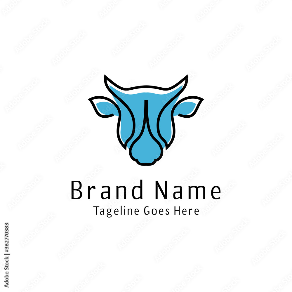 Vector image of an cow head, Cow flat icon. Single high quality outline ...