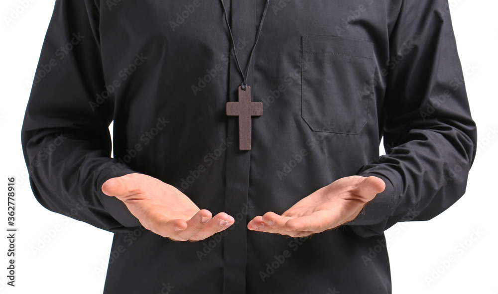Young priest on white background, closeup Stock Photo | Adobe Stock