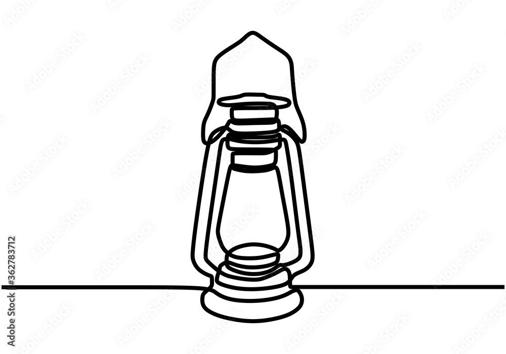 lantern continuous one line drawing vector illustration minimalism ...