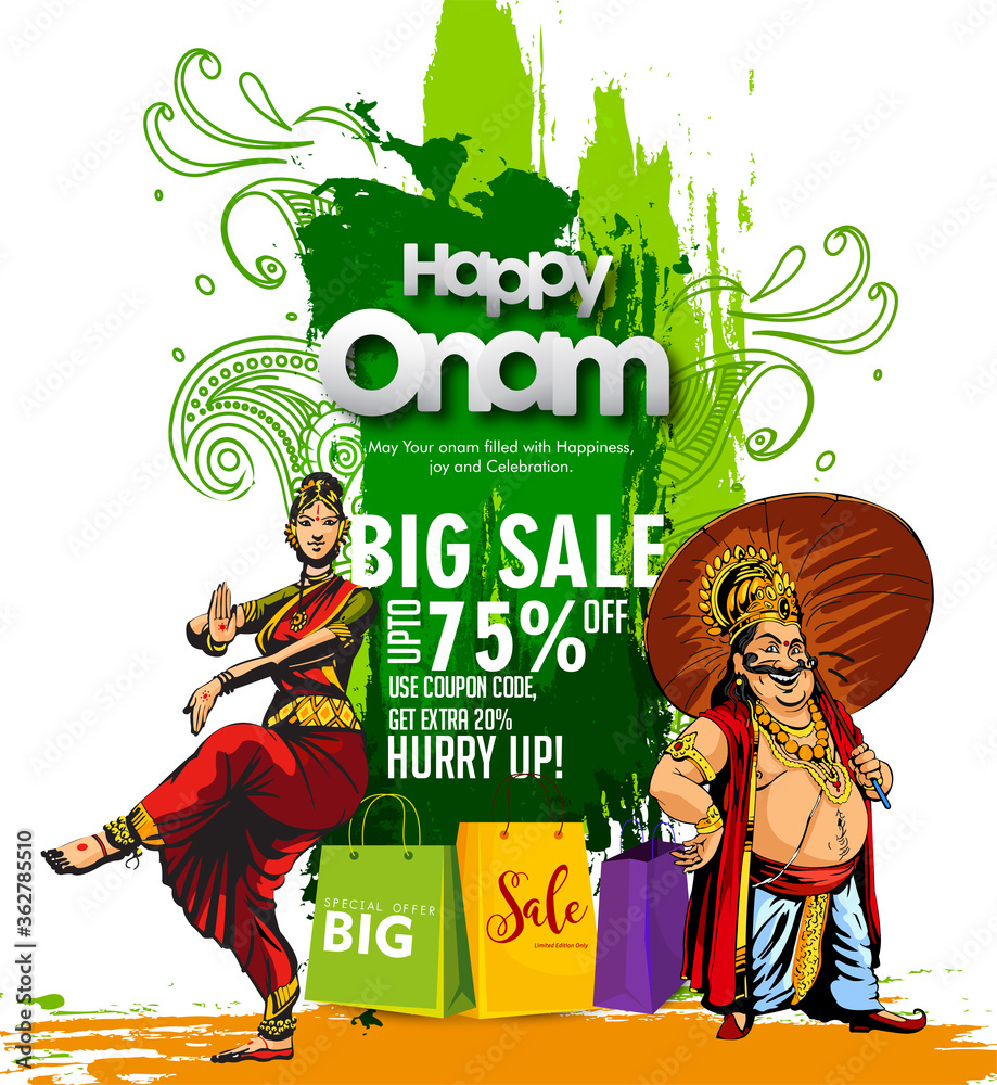 Happy Onam festival of South India Kerala. Big Shopping Sale ...